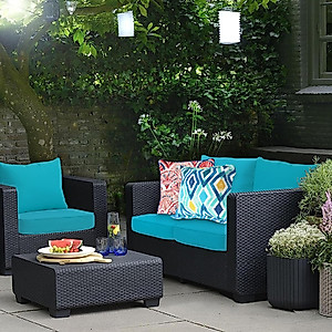 Sunshine Outdoor Indoor/Outdoor Deep Seat Patio Cushions: Resilient Foam Filling, Weather Resistant Patio Cushions,2 Sets Lake Blue