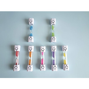 Transun Moo 7 Pack 2 Minutes Hourglass Brushing Teeth Timers Colorful Sand Timer for Kids Promote Dental Hygiene