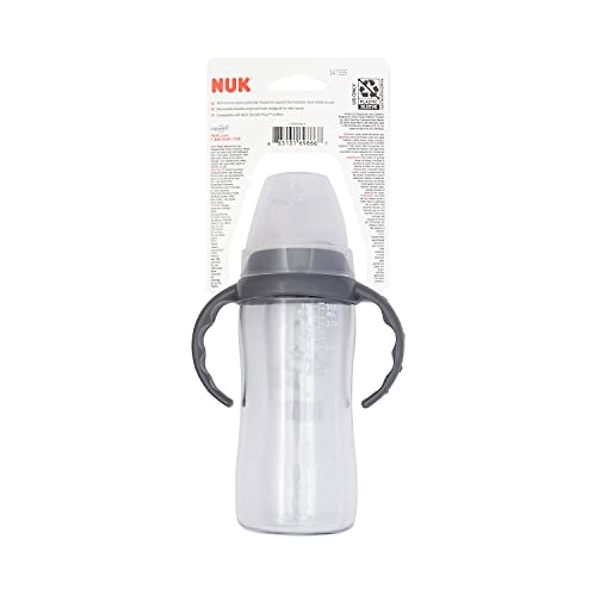 NUK Learner Cup, 10 Ounce, Tritan Gray Star – BPA Free, Spill Proof Sippy Cup