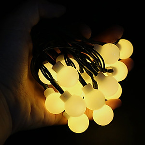 XUNATA 40ft Solar LED String Lights, Flexible Waterproof 100 LEDs White Ball Lights for Indoor Outdoor Home Patio Lawn Garden Party Holiday Decorations(Warm White)