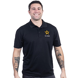 Ann Arbor T-shirt Co. US Army Collared Polo | U.S. Military Infantry Armor Licensed Shirt with Collar for Men Women - (Black, L)