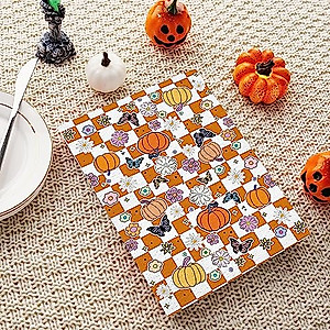GAGEC Fall Kitchen Towels Retro Pumpkin Season Fall Dish Towels Set of 2, Floral Butterfly Boho Tea Towel 18 x 26 Inch Hand Drying Cloth Towel for Kitchen Home Decoration
