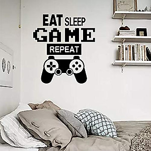 Gamer Wall Decals for Boys Kids Controller Eat Sleep Game Wall Decor Wall Stickers Playroom Bedroom Decoration for Gaming Fan and Video Gamer