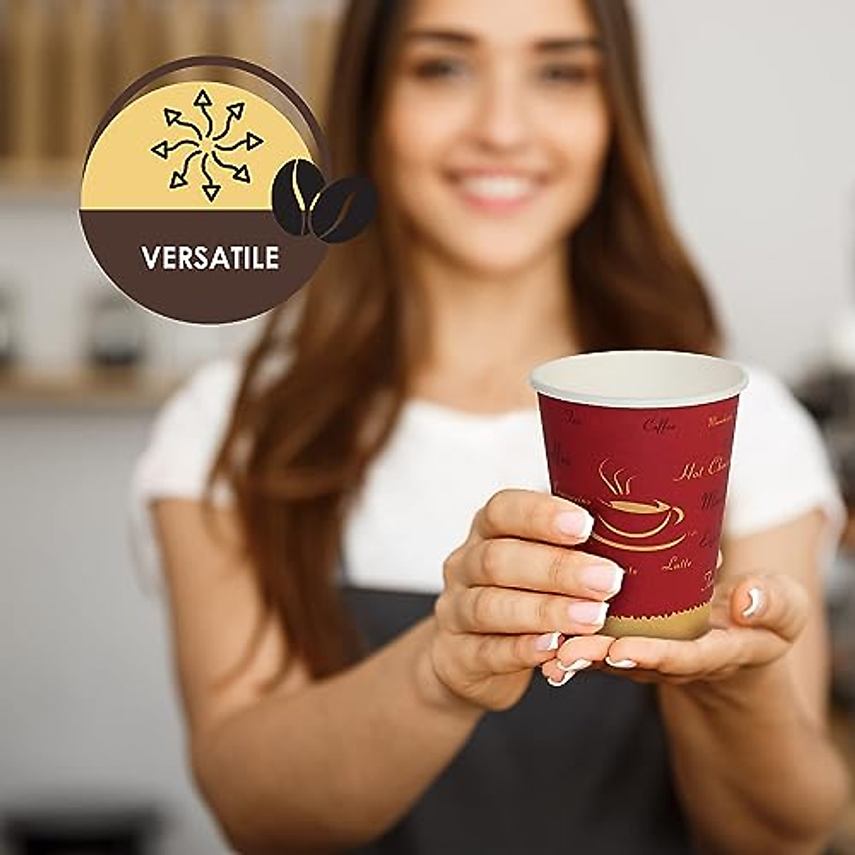 PAMI Hot Coffee Paper Cups -Disposable Take-Away Coffee Cups For Hot Drinks- Single-Use Paper Glasses For Espresso, Hot Chocolate, Tea- Cute To-Go Hot Beverage Drinking Cups (1000, 12oz)