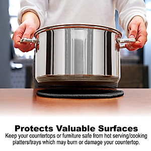 Round Cotton Trivets Set of 4 in Black by Beets & Berry, 7 inch and 9 inch Diameter, Pot Holders, Hot Pads, Hot Mats, 100% Pure Eco Cotton, Boho, Farmhouse, Mid Century Modern, Kitchen Decor