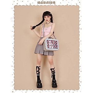 HOKMAH Cute Ita Backpack Bag for Girls Women, Kawaii Itabag Clear Window Lolita Purse Backpack, Aesthetic Glitter Pin Doll Display (Silver)
