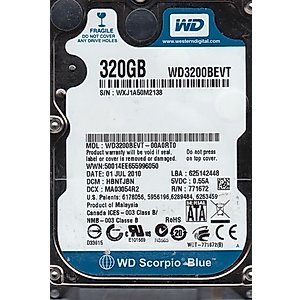 WD3200BEVT-00A0RT0 Western Digital 320GB 5400RPM SATA 3.0 Gbps 2.5 inch Scorpio Hard Drive
