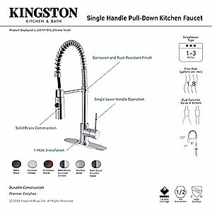Kingston Brass LS8775NYL New York Single-Handle Pre-Rinse Kitchen Faucet, Oil Rubbed Bronze