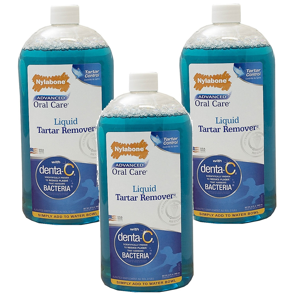 Nylabone Advanced Oral Liquid Tartar Remover - 32oz Bottles (3 Pack)