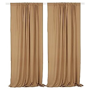 SHERWAY 2 Panels 4.8 Feet x 10 Feet Gold Brown Photography Backdrop Drapes, Thick Polyester Window Curtain for Wedding Party Ceremony Stage Decoration