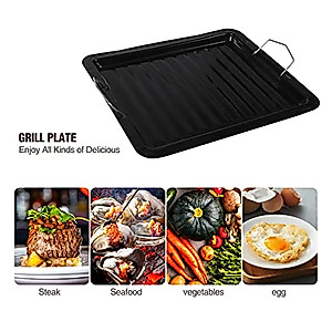 Lineslife Folding Campfire Grill with Grill Plate, Heavy Duty Stainless Steel Campfire Grill Grate with Carrying Bag Portable for Outdoor Camping Cooking
