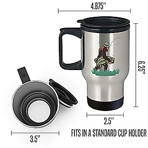 Funny Bigfoot Fishing Cup - Sasquatch Believe - 14oz Coffee, Tea Travel Mug