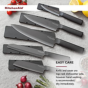 KitchenAid Classic Ceramic Chef Knife with Custom-Fit Blade Cover, Sharp Kitchen Knife, Dishwasher-Safe, 6-Inch, Black