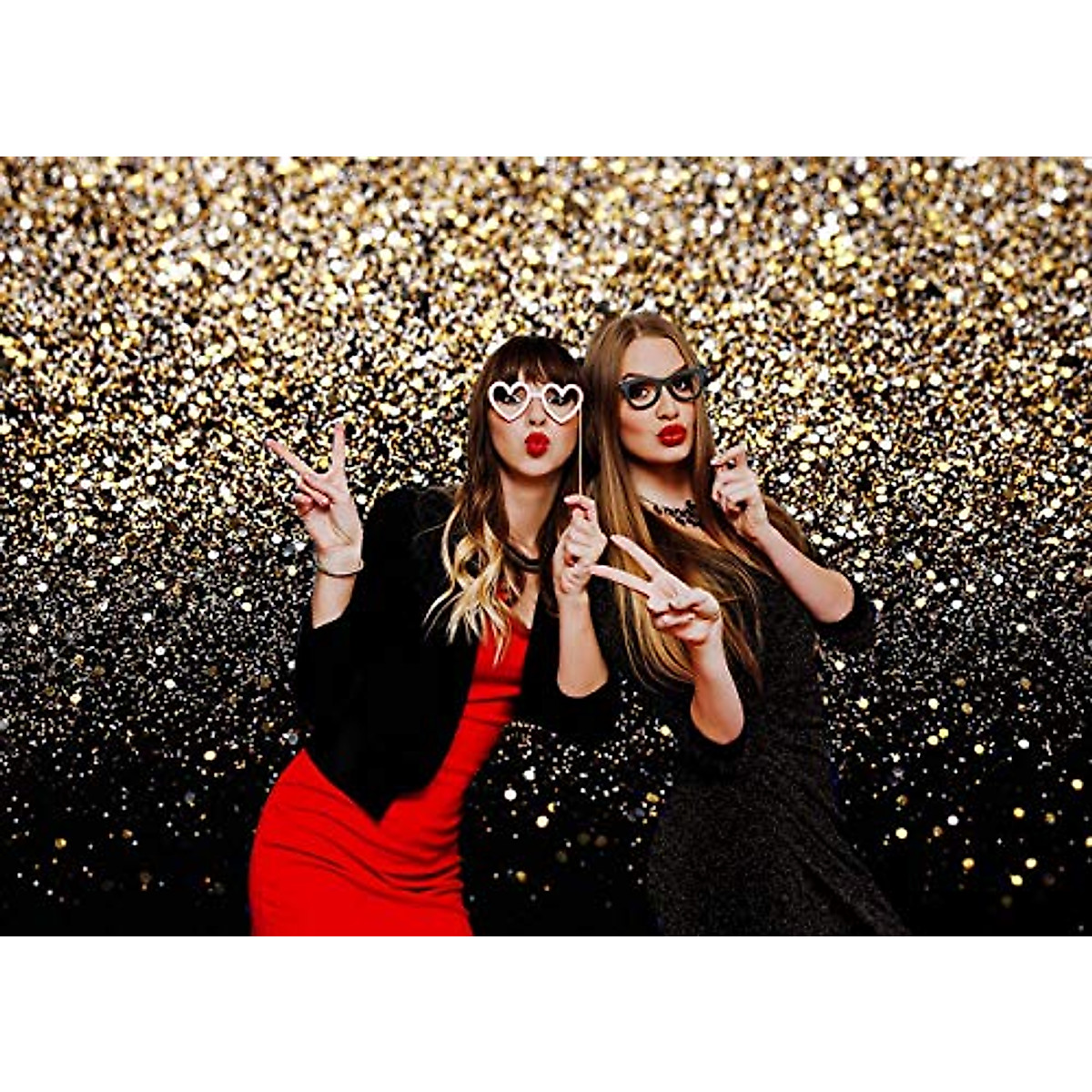 WOLADA 10x8FT Gold Backdrop Glitter Backdrop Gold Spots Bokeh Backdrop Black and Gold Backdrop Wedding Backdrop Gold Backdrop for Parties Vinyl Photography Backdrop 11176