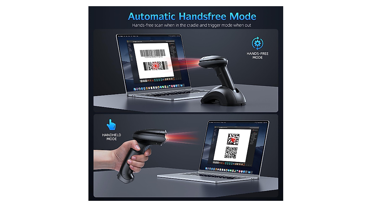 TEEMI Bluetooth Barcode Scanner with USB Cradle - Fast & Versatile