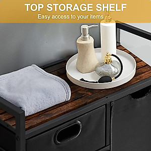 Zevemomo Laundry Basket Hamper with Wheels，2 Laundry Bags & Drawer, Laundry Hamper with Shelf for Laundry，Laundry Room Organization, Rustic Brown and Black