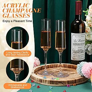 Meanplan Champagne Flutes Glasses Plastic Acrylic Wine Glasses Clear Wedding Flutes Glassware Cocktail Cups Bulk Reusable for Wedding Birthday Anniversary Christmas(12 Pieces)