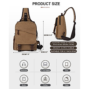 Messenger Bag for Men Small Sling Crossbody Backpack for Men Women Canvas Strap Backpack for Working Hiking Cycling Travel, Khaki