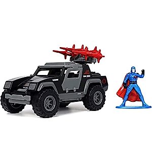 Jada Toys G.I. Joe 1:32 Stinger Die-cast Car with 1.65" Cobra Commander Figure, Toys for Kids and Adults,Grey