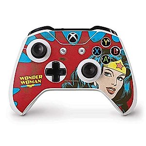Skinit Decal Gaming Skin compatible with Xbox One S Controller - Officially Licensed Warner Bros Wonder Woman Vintage Profile Design