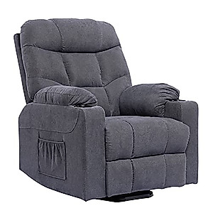 Living Room Power Lift Massage Recliner Chair for Elderly Heated Ergonomic Lounge Fabric Vibratory Massage Chair with Cup Holders/Heating/Remote Control Grey