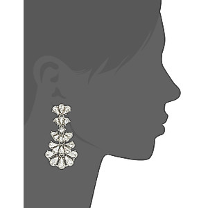 Ben-Amun Jewelry Pearl and Crystal Deco Fan Post Drop Earrings for Bridal Wedding Anniversary