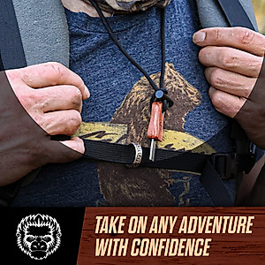 Wood Handle Fire Starter Ferro Rod Gift Set W/Finger Grip Survival Bushcraft Gear (Dark Brown)