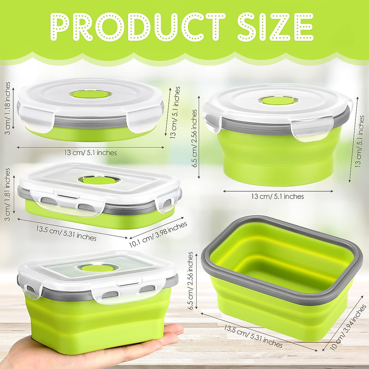 8 Pcs Small Silicone Collapsible Food Storage Containers with Airtight Lids Stacking Silicone Meal Prep Lunch Containers for Kitchen, Traveling, Leftover, Microwave Freezer Dishwasher Safe, 4 Colors