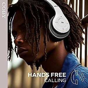 Coby Bluetooth Headphones | Wireless Headphones with Built-in Mic, Hands-Free Calling | Over The Ear Foldable Bluetooth Headset for Easy Storage | Up to 5 Hours of Playtime | Supports AUX in (White)