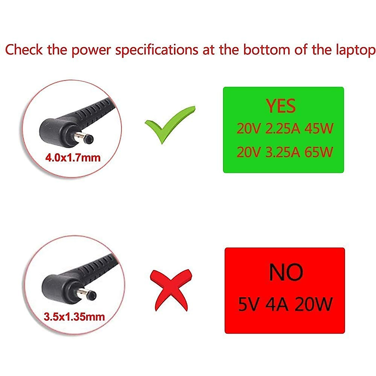 65W AC Charger for Lenovo Ideapad 3 5 Flex 5 4 6 11 14 15 Flex-14 Flex-15 Flex 5-1470 Ideapad 110 110s 310 320 330 330s 510 520 520 30s 710sYOGA 710 510 20V 3.25A Laptop Adapter Power Supply Cord