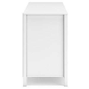 Signature Design by Ashley Hallityn Coastal 6-Drawer Dresser with Safety Stop and Scalloped Design, White