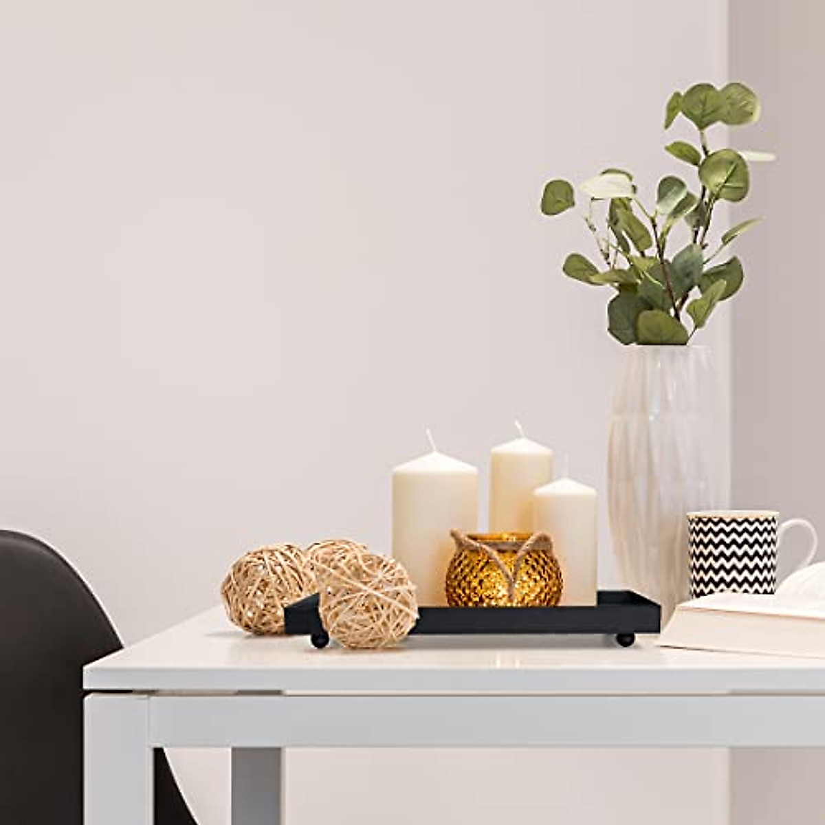 Aglary Rectangle Black Matte Metal Tray, Suit for Candle Holder, Vanity Decor Projects, Bathroom Toilet Tank Tray, Perfume or Jewelry Storage, and Coffee Table Centerpiece