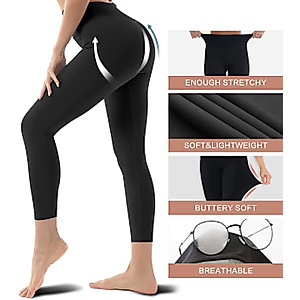 Blisset 3 Pack High Waisted Leggings for Women-Soft Athletic Tummy Control Pants for Running Yoga Workout Reg & Plus Size