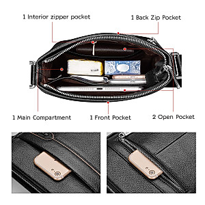 LAORENTOU Men's Genuine Leather Shoulder Bag, Business Crossbody Bag for Men Messenger Bags Leather Purse
