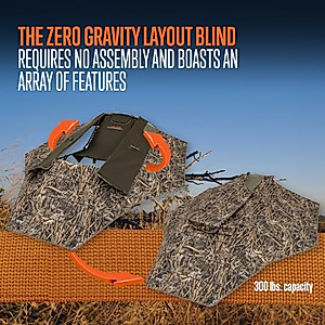 ALPS OutdoorZ Zero-Gravity Layout Blind - Advanced Hunting Blind in Realtree MAX-7, with Flared Fabric, Heavy-Duty Stakes, Padded Seat & Headrest, Gear Pockets, and Backpack Straps