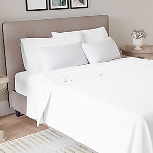 AIREOLUX 100% Cotton Snow Bed Sheet Set Full Size, 600 Thread Count Sheets - Wrinkle-Resistant Ultra-Soft & Silky Sateen Sheets (1 Flat, 1 Fitted Sheet & 2 Pillowcases) with Deep Pocket Sheets