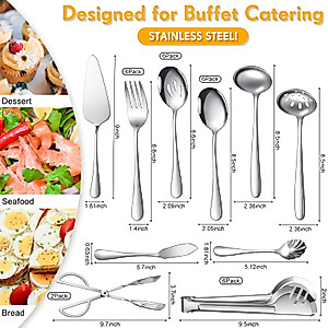 31 Pcs Serving Utensils Include Large Serving Spoons Slotted Serving Spoons Serving Forks Serving Tongs Soup Ladle and Pie Server Buffet Catering Serving Utensils for Dishwasher Safe