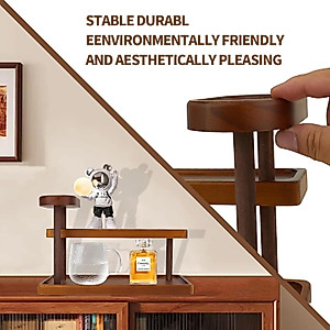 Piegricdiat Wood Desktop Organizer,Office Storage Rack Wood Display Shelf, Multi-Layer Design, Ideal Storage Solution for Perfumes, Cosmetics, Spices, Handmade Toys, Office Supplies. (Brown)