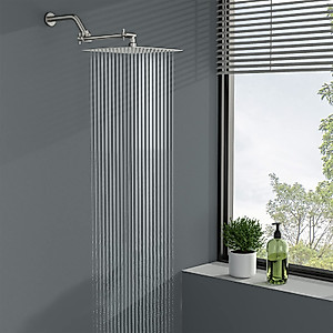 Lordear Shower Extension Arm Brushed Nickel,11 Inch Wall Mounted Extender Rainfall Adjustable Extension Shower Head Arm, Easy for Any Shower Angles