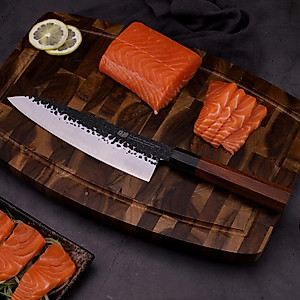 FINDKING Dynasty Series 5" Kitchen Utility Knife and 8" Chef Knife, High Carbon Clad Steel Octagonal Handle Kitchen Knives