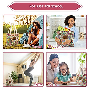 Muzale Teacher Appreciation Graduation Gifts for Women, Large Floral Tote Bag with Special Word for Beginning Teacher, End of Year Teacher Gift for Christmas, Birthday, Graduation, Last Day Of School