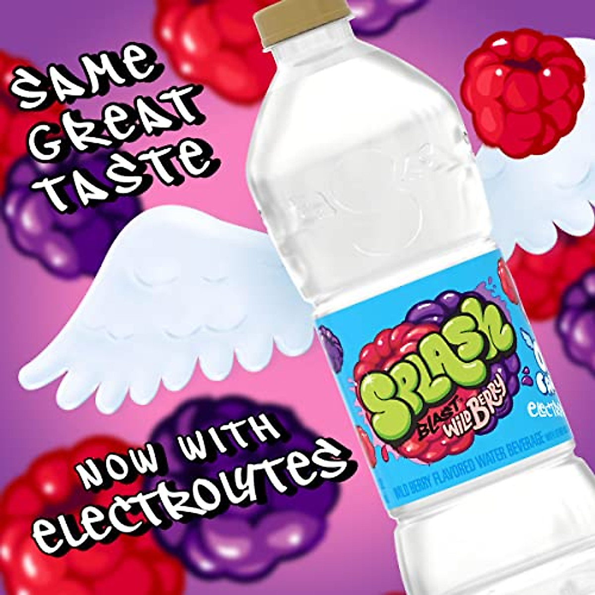 Splash Blast, Flavored Water Beverage, Wild Berry Flavor, 16.9 Fl Oz Plastic Bottles, 6 Pack