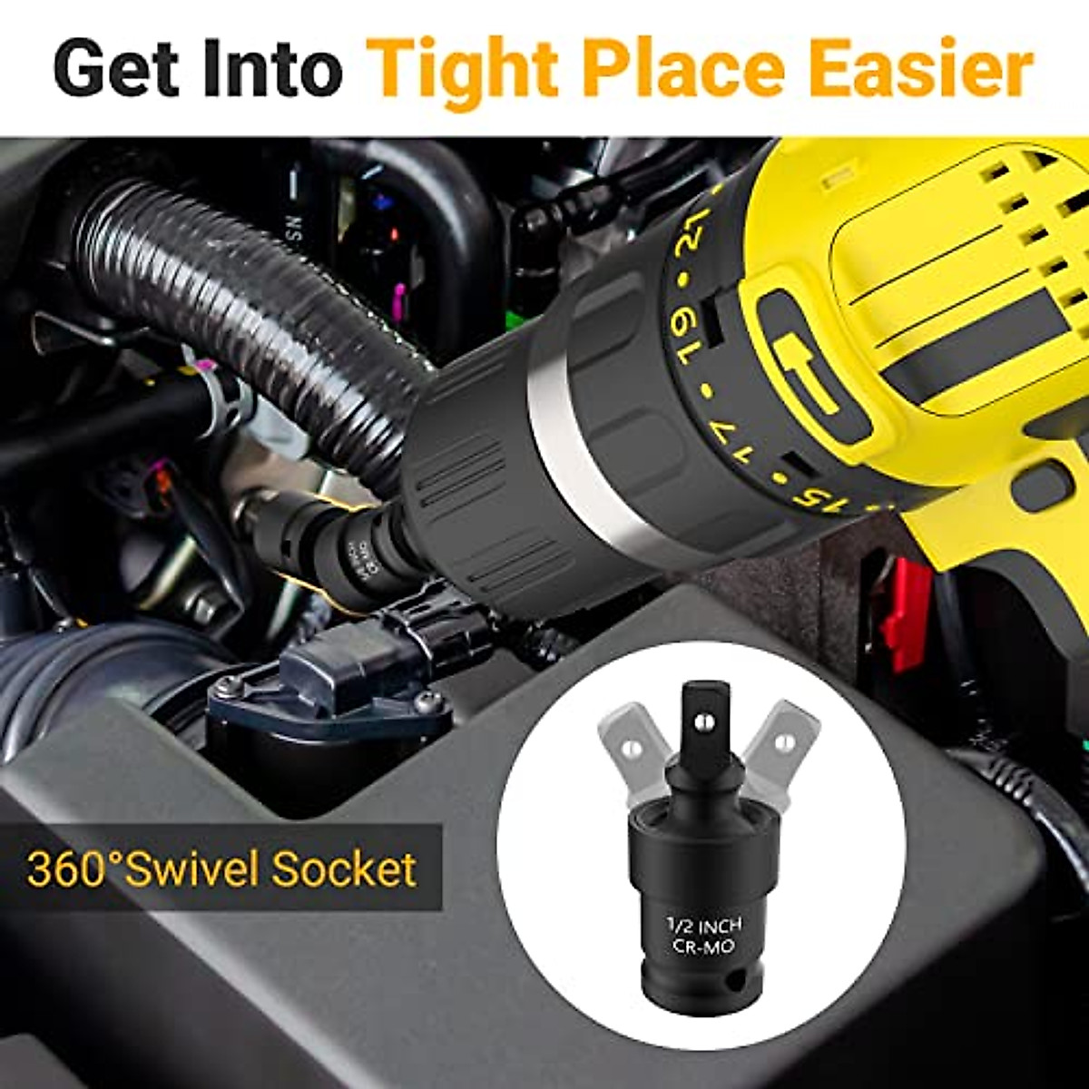 Stocking Stuffers for Men, Mens Gifts for Christmas, Impact Swivel Socket Set Gadgets Tools for Men, CR-MO 1/4" 3/8" 1/2" Wobble Universal Joint Sockets Extension, Stocking Stuffers for Adults Women