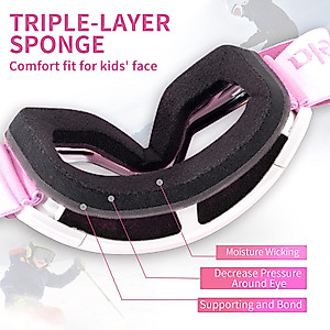 Freela Ski Goggles Snowboard Snow Skiing Snowboarding Equipment Winter Snow Sport Glasses Goggles Anti-fog UV Protection Mirror Clear Goggles for Toddler Kids Girl Boy Youth Snowmobile Snowboard Gear