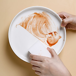 QFULL Ceramic White Dinner Plate Set of 6, 8 Inch Cutlery Set, Pizza Salad Pasta Steak Porcelain Plate Restaurant Dishes, Salad Plate, Anti-Scratch Round Plate