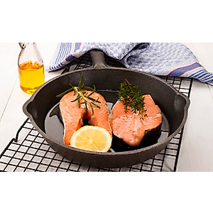 Eternal Living Cast Iron 3 Piece Skillet Set, Nonstick Pre-Seasoned Chemical Free & Heavy Duty for Use on Stove Top, Oven or Grill 6" 8” & 10”, Black