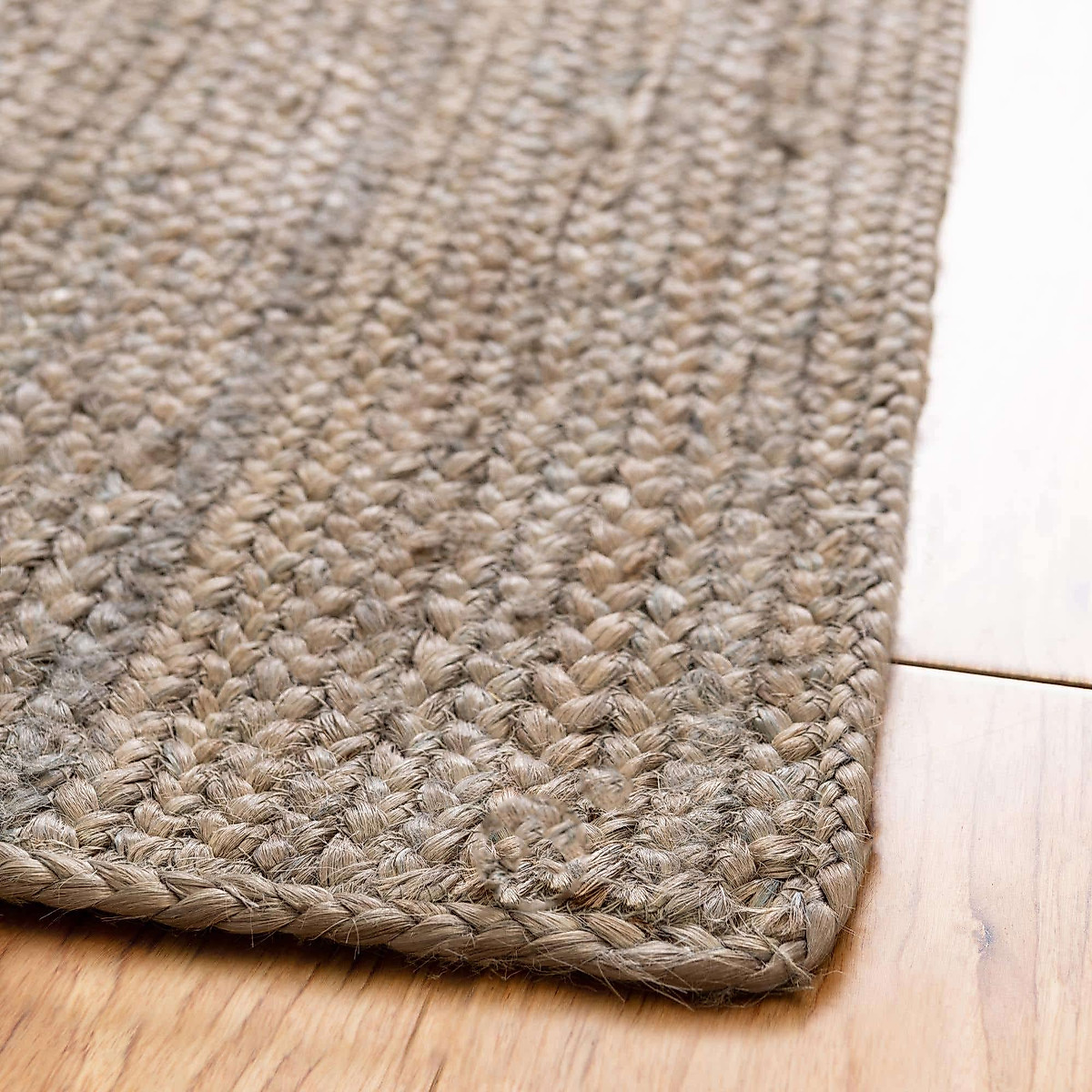 Agro Richer Handwoven Jute Area Rug, 4x6 ft. Natural Grey Yarn- Rustic Vintage Grey Braided Reversible Rectangular Rugs for Bedroom, Kitchen, Living Room, Farmhouse