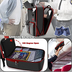 ZINZ Slim & Expandable Laptop Backpack 15.6 Inch Business Backpack with USB Port, Waterproof Anti-Theft Travel Backpack Daypack Bookbag for Men and Women -Black&Red