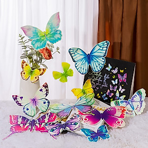 12pcs Large Glow in The Dark Stickers of Butterflies, Removable Reusable on Textured Wall, Wall Decals for Girls Bedroom, Waterproof Premium Butterfly Wall Décor, Unique Gifts for Girls Kids & Teen