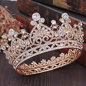 Aprince Rose Gold Round Crystal Tiaras and Crowns for Women, Tiaras for Girls Rhinestones Wedding Headband Tiara for Women The Crowns for Women Birthday Crowns Queen Crown Hair Accessories